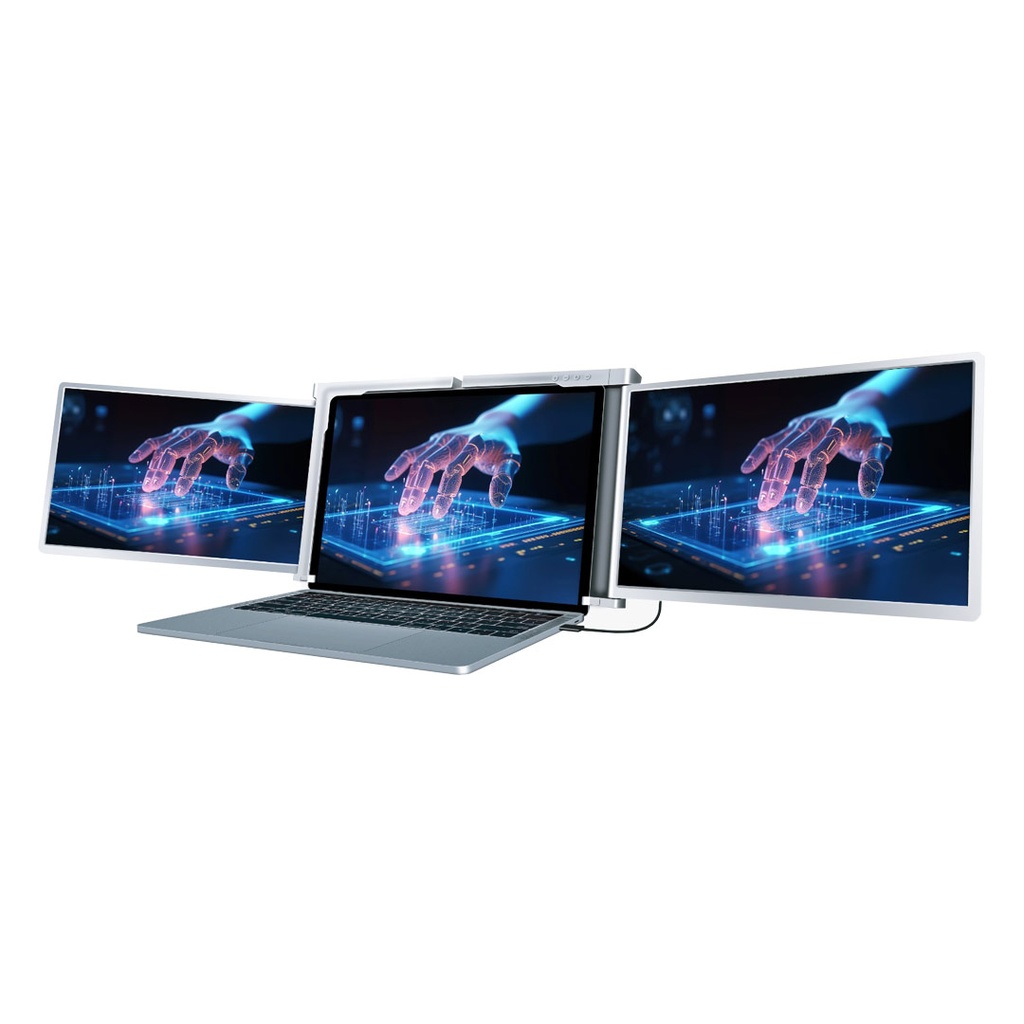 Powerology Dual Screen Portable Monitor - Silver | Powerology